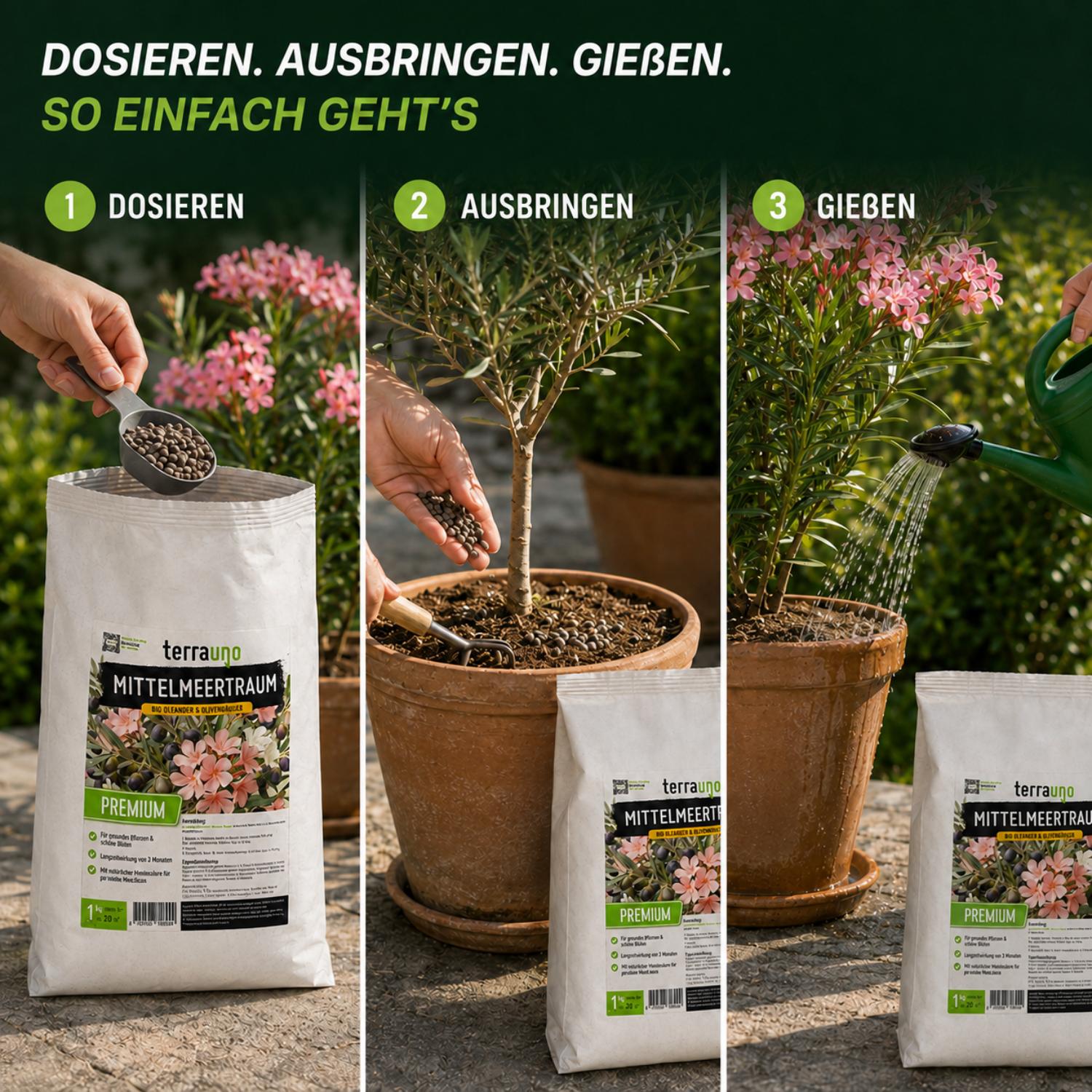 Mittelmeertraum Bio Oleander & Olivendünger 1 kg | TerraUno – Terrauno
